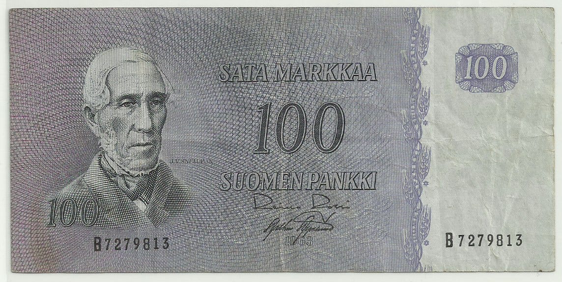 Suomi Seteli 100 Markkaa vuodelta 1963 No B-7279813 | Tori