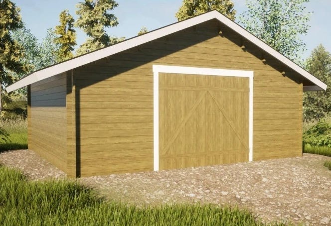 Autotalli AT30L VAIN 1305/KK pariovilla hirsi 29,9m2 leveämalli ...