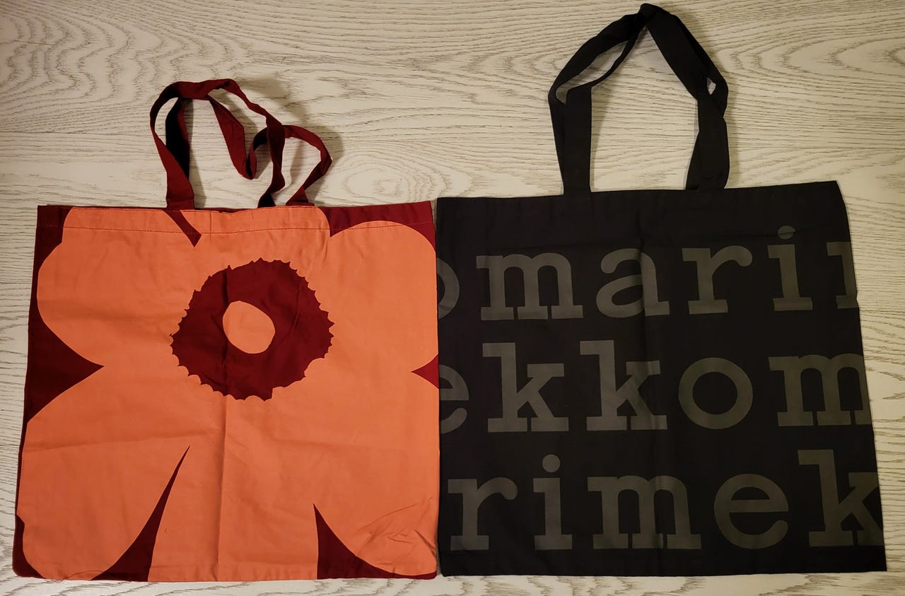 Marimekko musta logokassi ja Unikko kassi, UUDET | Tori