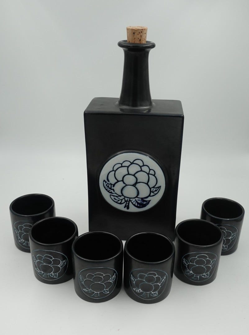 Lakka karahvi ja lasit, Olli Vasa, Arabia, ilm. posti | Tori