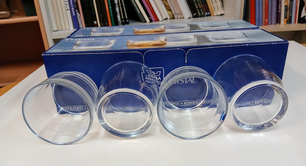 Arabia, Nuutajärvi, Finn Crystal, Kaj Frank, Prisma lasit 8kpl | Tori