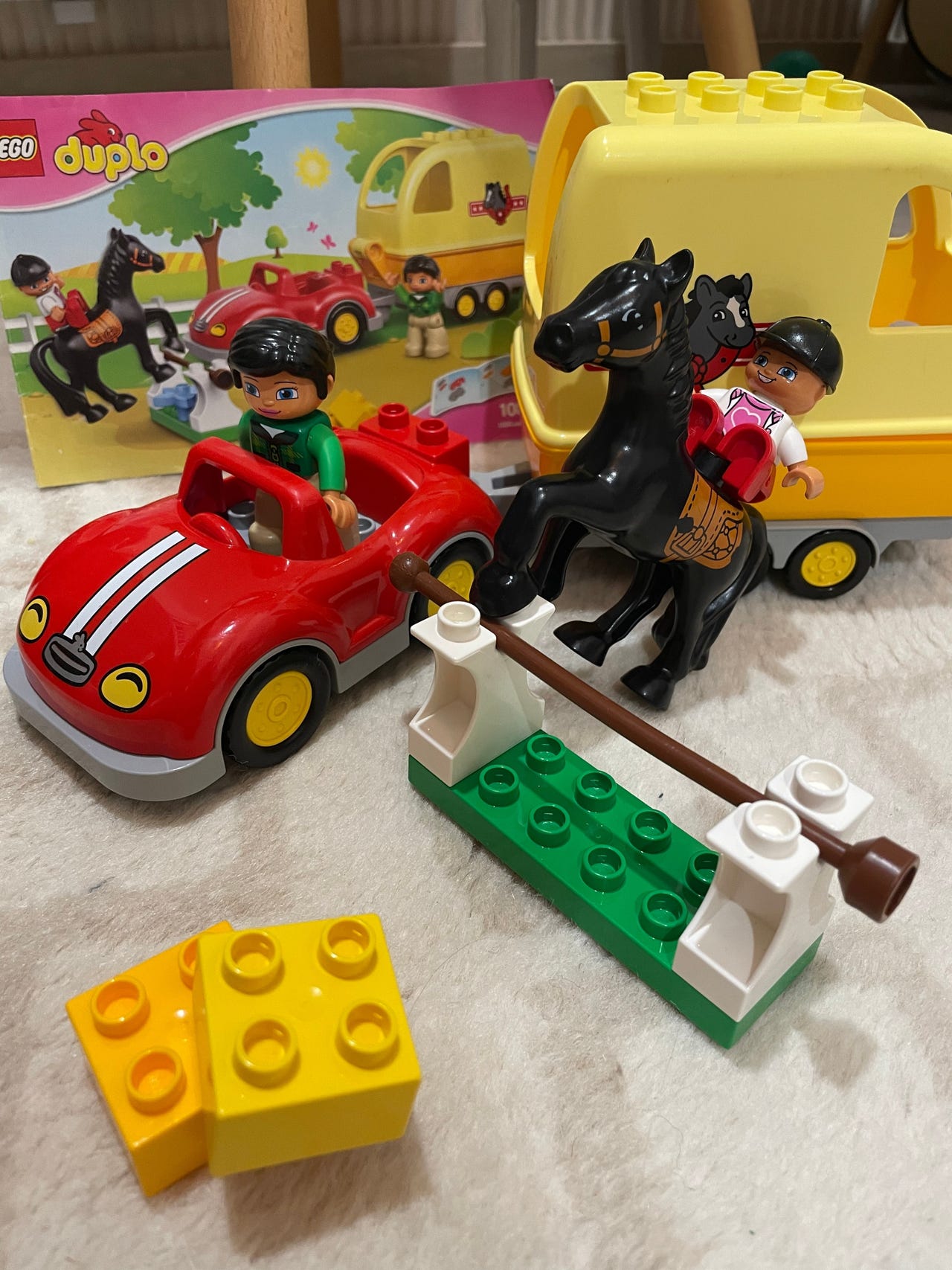 Lego Dublo, ratsastaja ja hevoskuljetustraileri | Tori