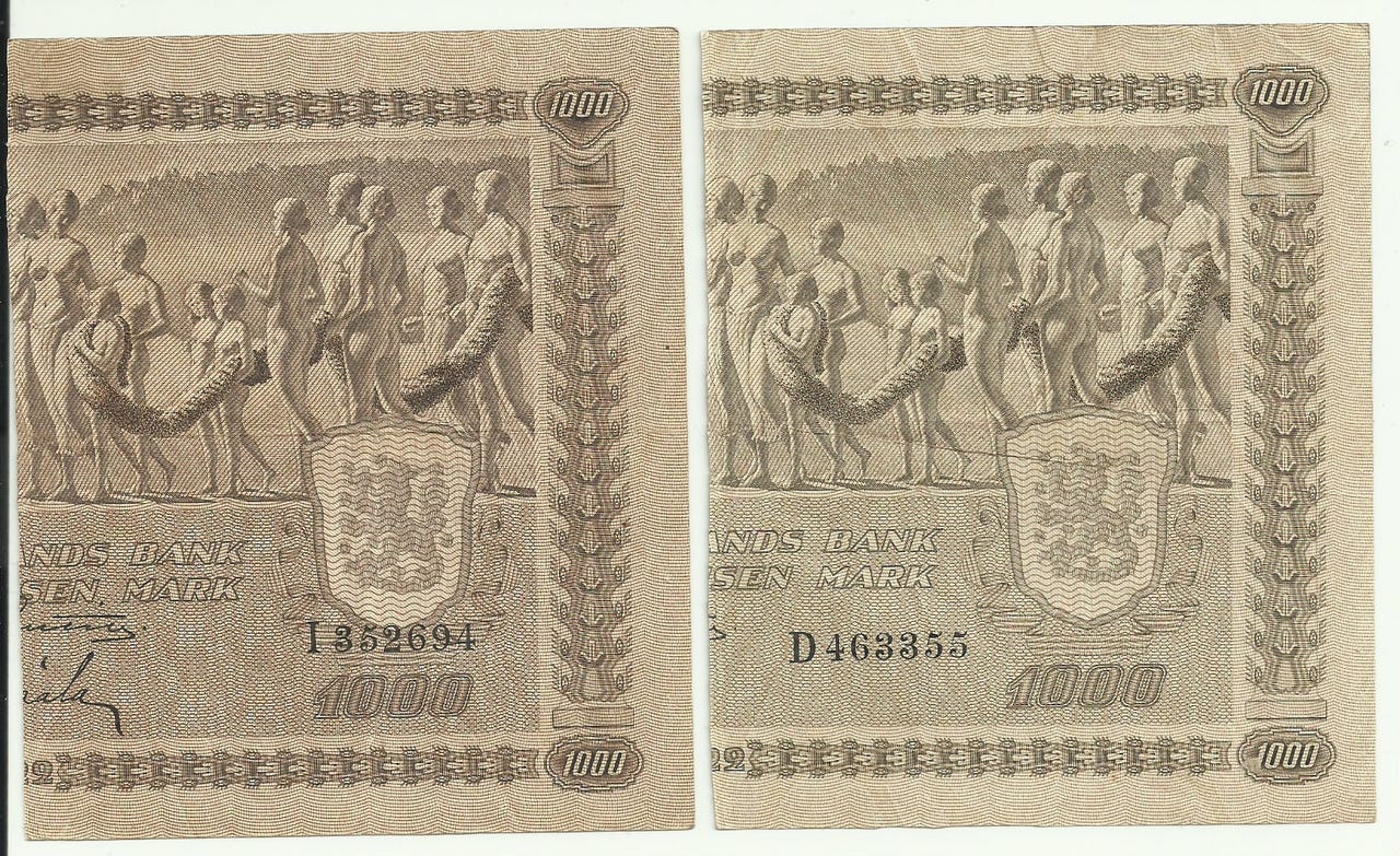 Leikatut 1000 markan Setelit 1922 Liit.C Type I ja Type III | Tori