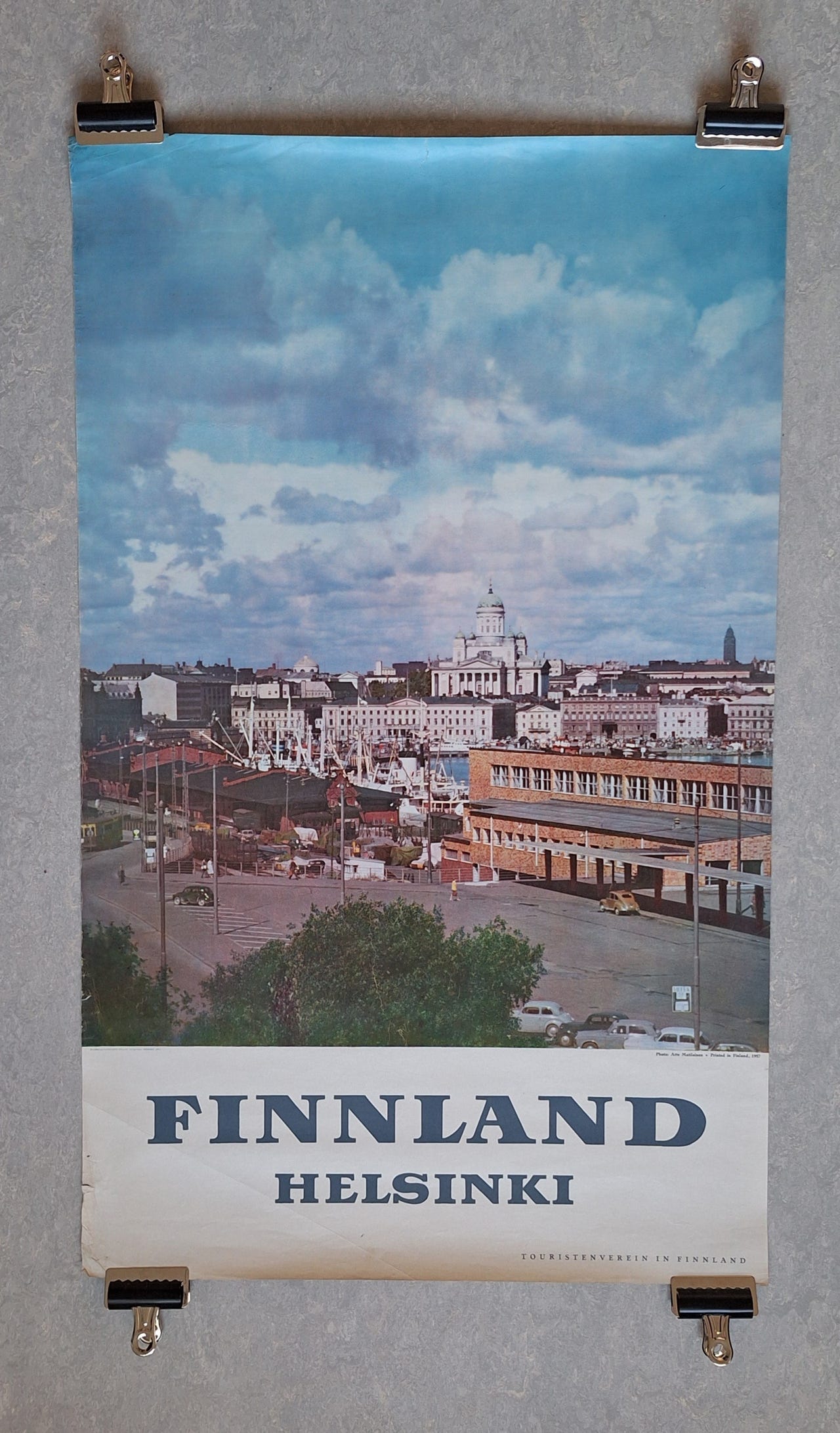 Helsinki Juliste Vintage Eteläsatama Tuomiokirkko 1950-luku | Tori