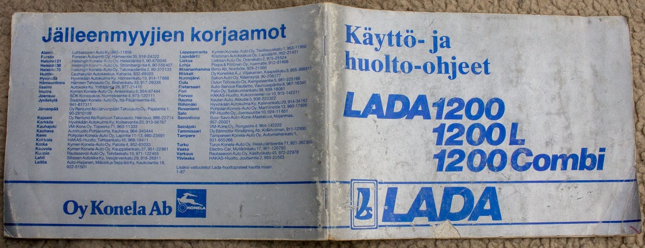 Lada 1200, 1200L, 1200 Combi käyttö ja huolto ohjeet | Tori