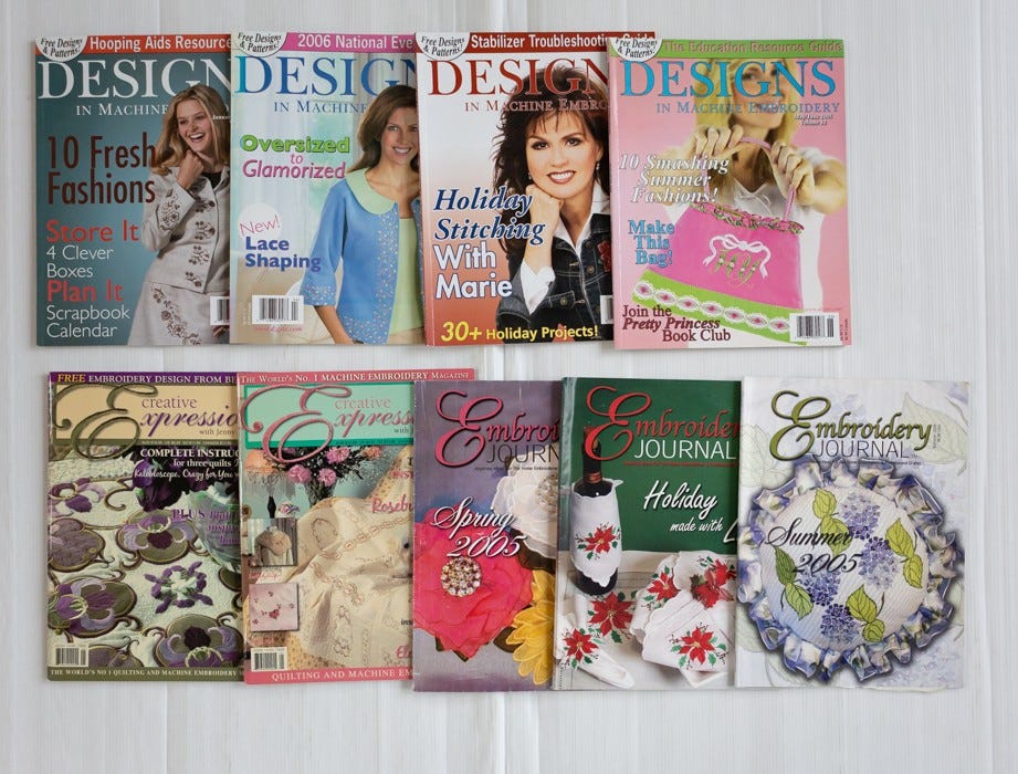 Konekirjonta -lehtiä 9 kpl mm. Embroidery Journal | Tori