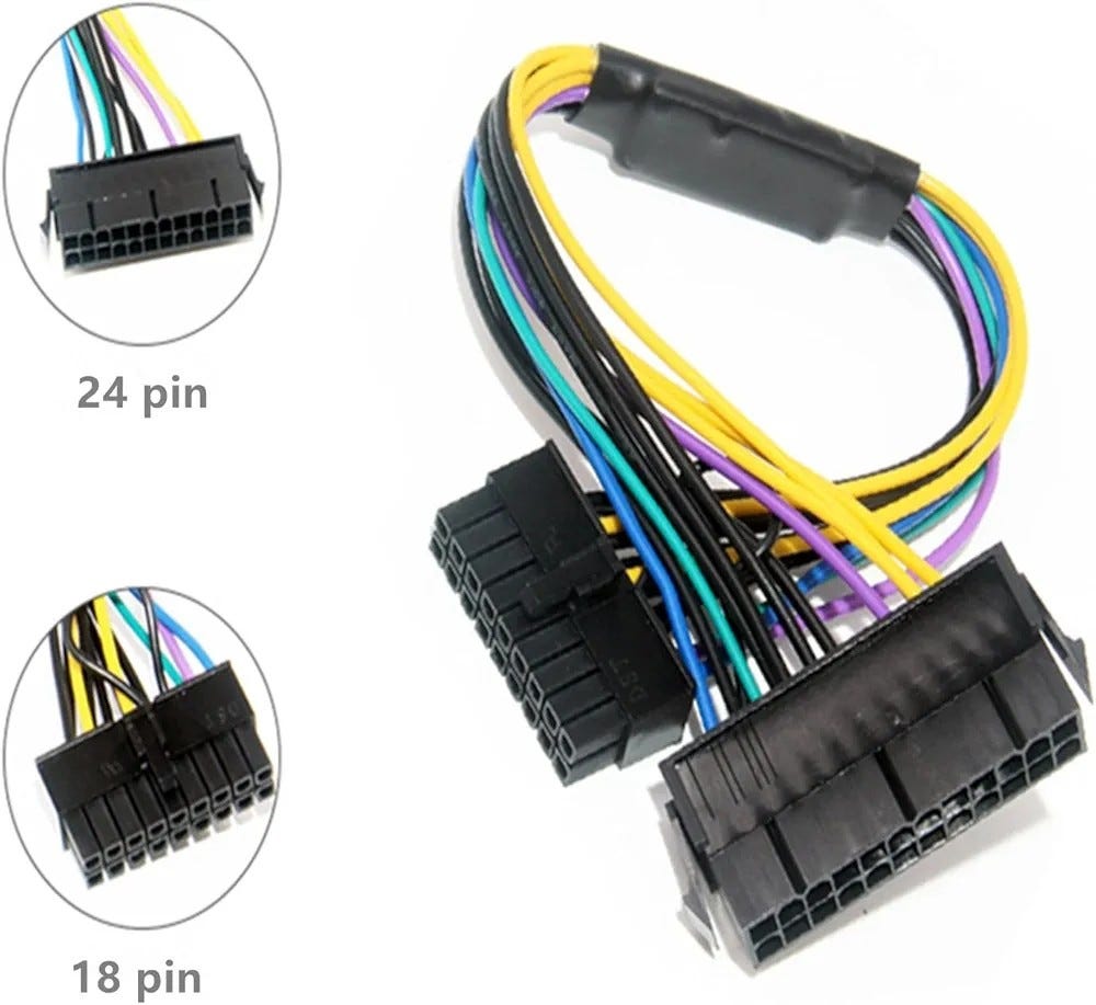 24 Pin to 18 Pin ATX PSU Power Adapter Cable for HP Z230 / Z420 / Z620 ...