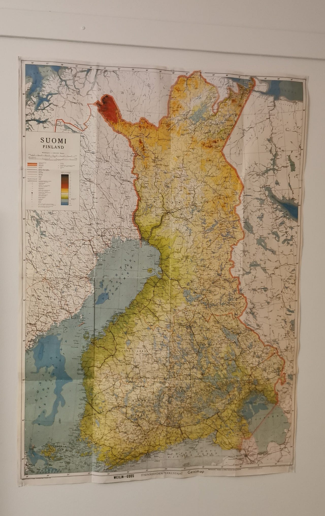 Suomi 1933 1:1 milj. seinäkartta, 82×120 cm | Tori