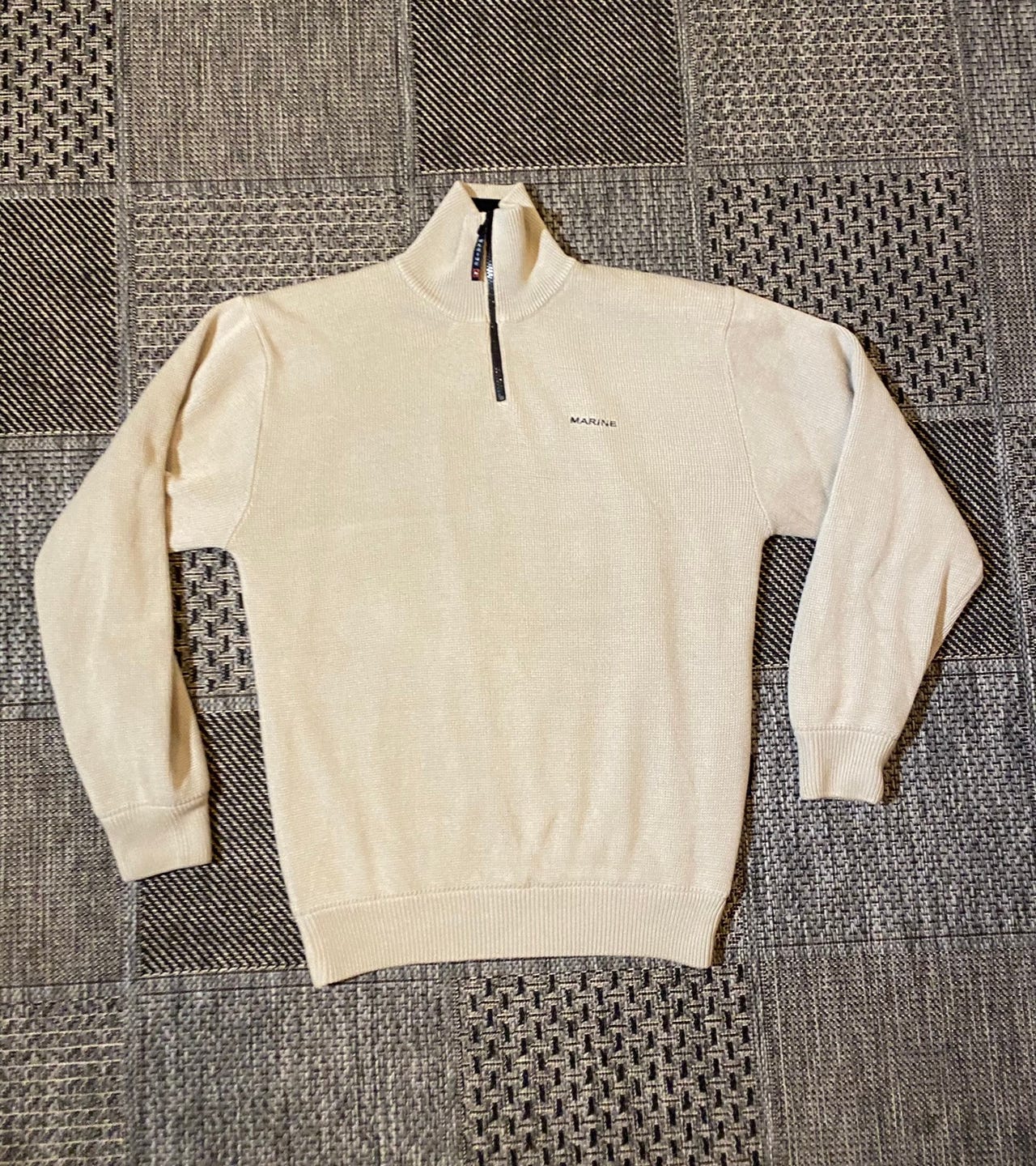 MARINE mens L / M fully lined windbreaker turtleneck knit modern cut ...