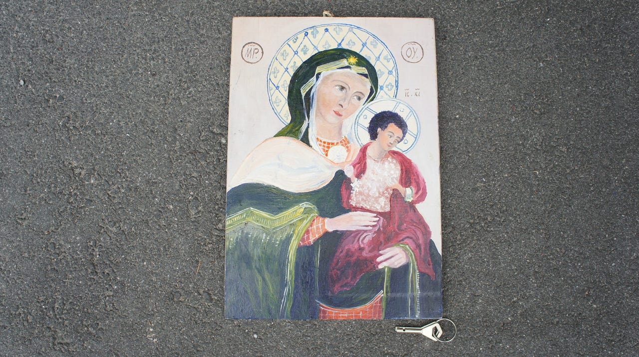 Ikoni, Jumalan äiti Neitsyt Maria. Vanha ikoni puulle maalattu. | Tori