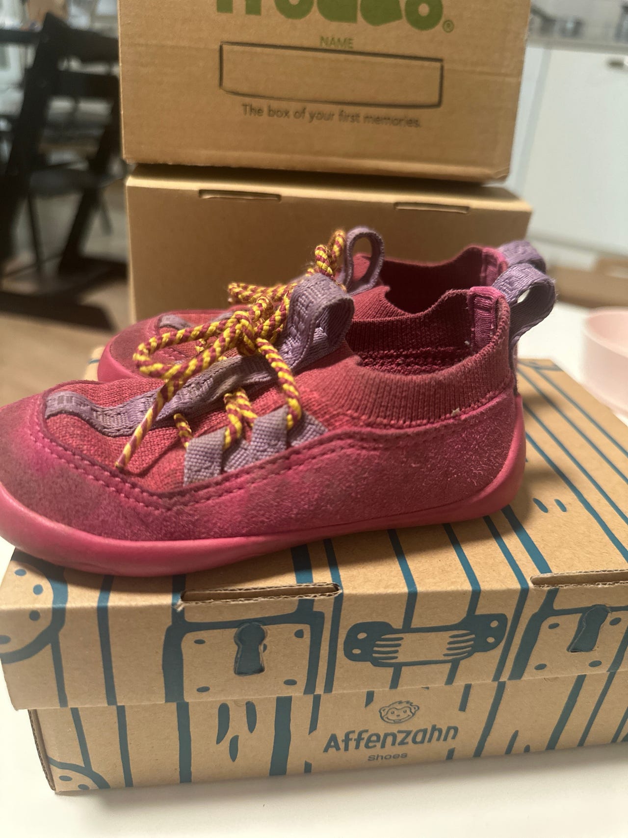 Affenzahn paljasjalkakengät Prewalker Knit Walker Bird 22 Berry | Tori