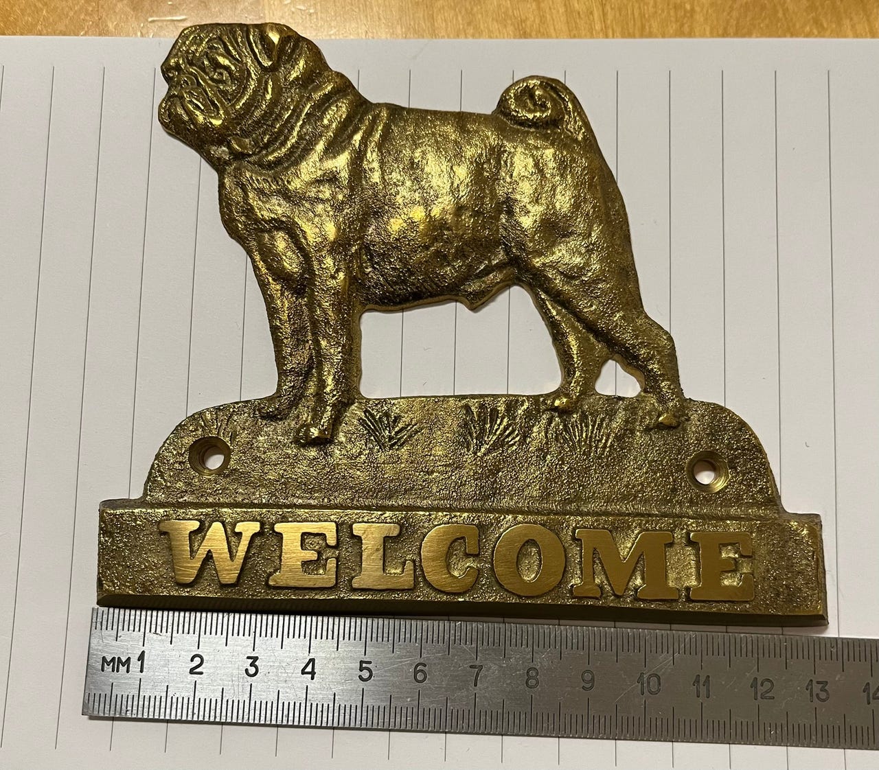 Mopsi-aiheinen tervetuloa/ welcome kyltti, metallia | Tori