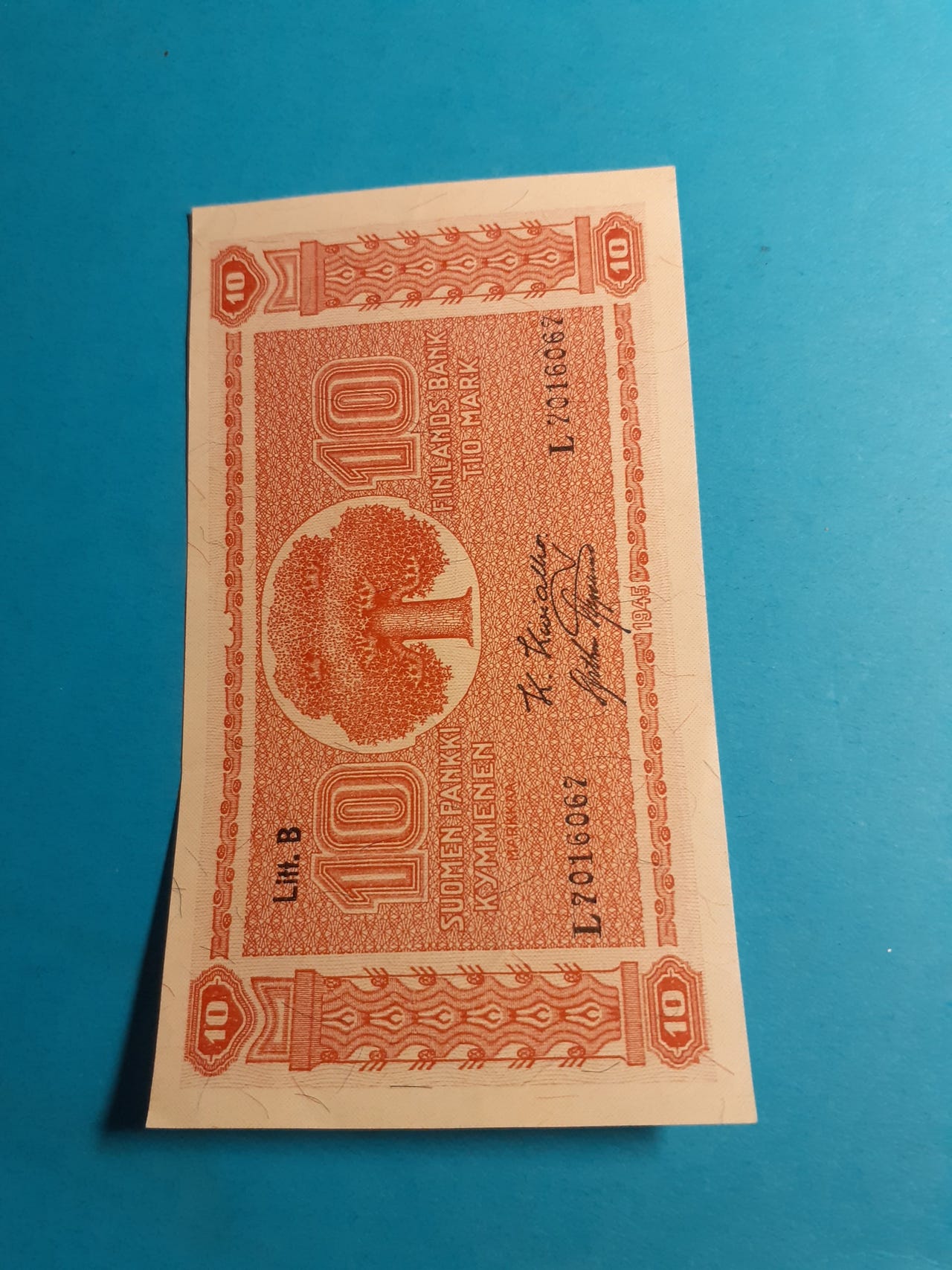 10 mk seteli v. 1945 | Tori