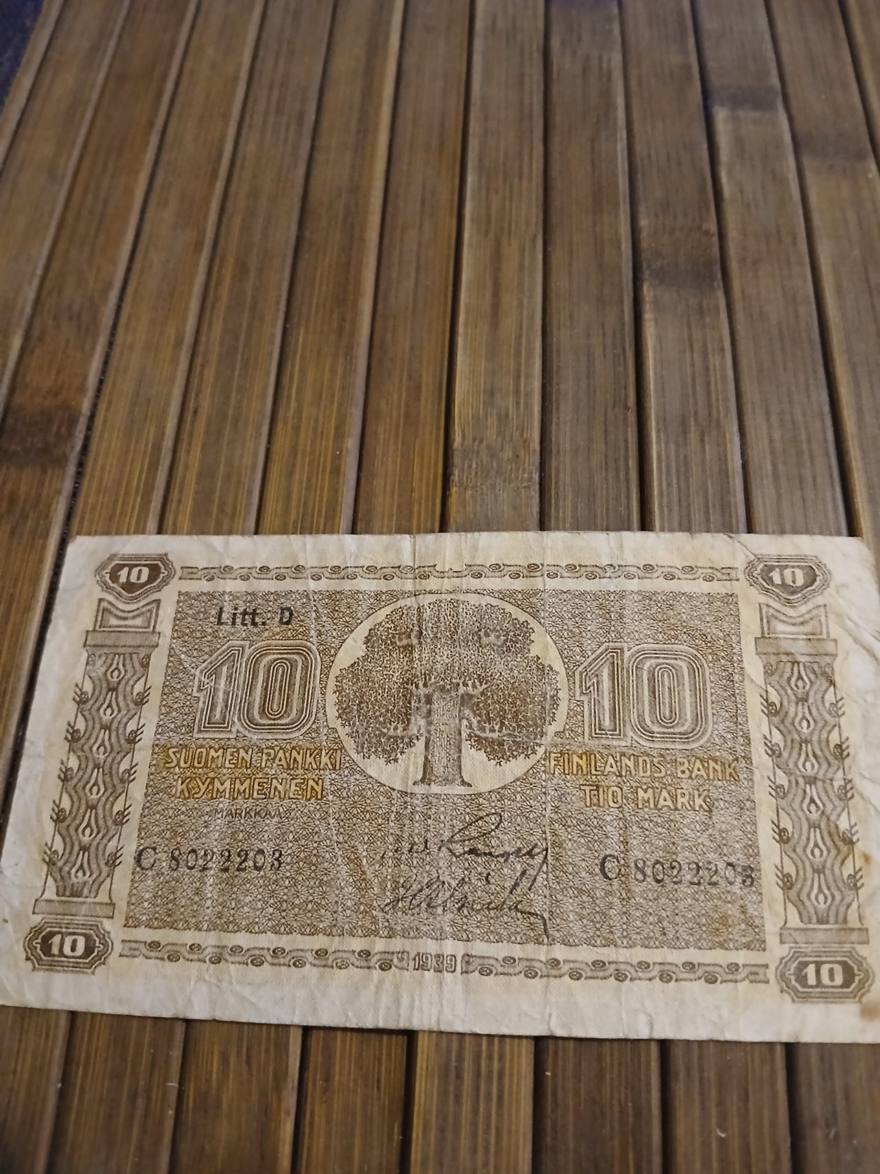 10 markan seteli 1939 | Tori
