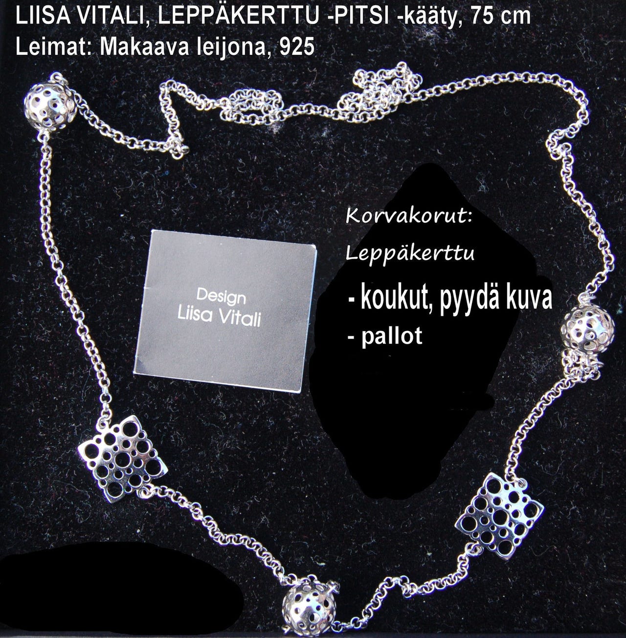 LIISA VITALIN LEPPÄKERTTU -PITSI -kääty, hopeinen | Tori