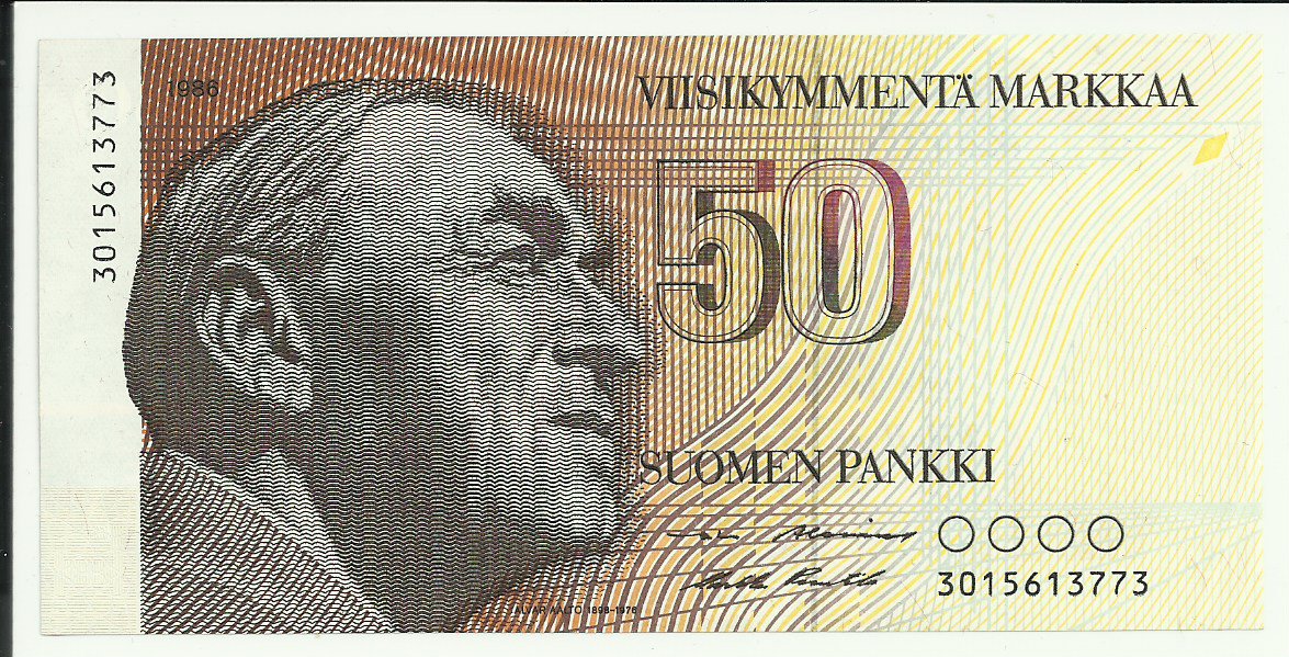 Suomi Seteli 50 Markkaa 1986 ei Liit. No 3015613773 | Tori