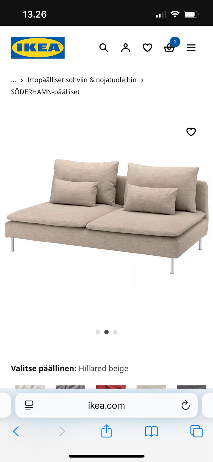 Ostetaan Söderhamn sohva tai päälliset värissä hillared beige | Tori