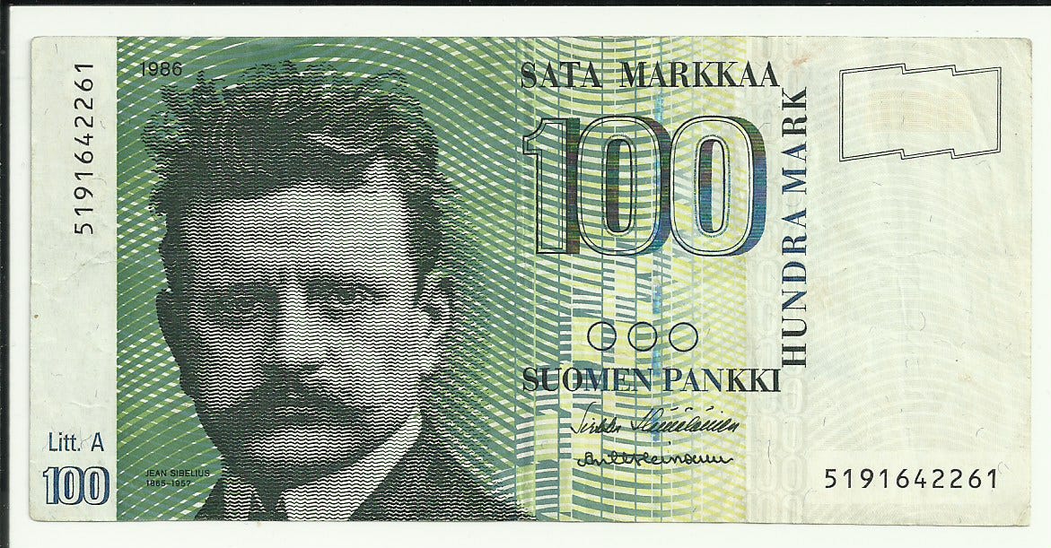 Suomi Seteli 100 Markkaa 1986 Liit.A No 5191642261 | Tori