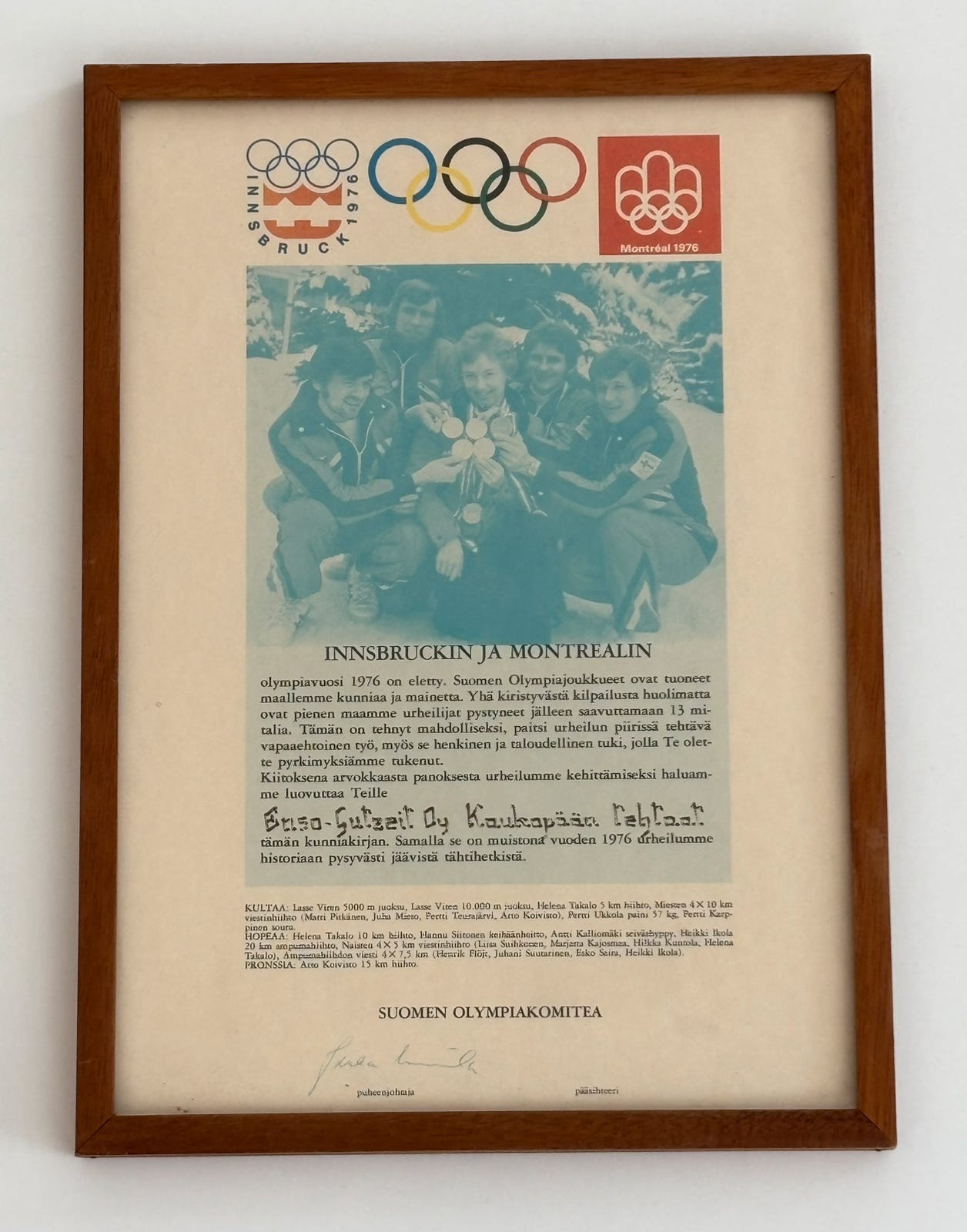 Innsbruk & Montreal 1976 Olympialaisten kunniakirja | Tori