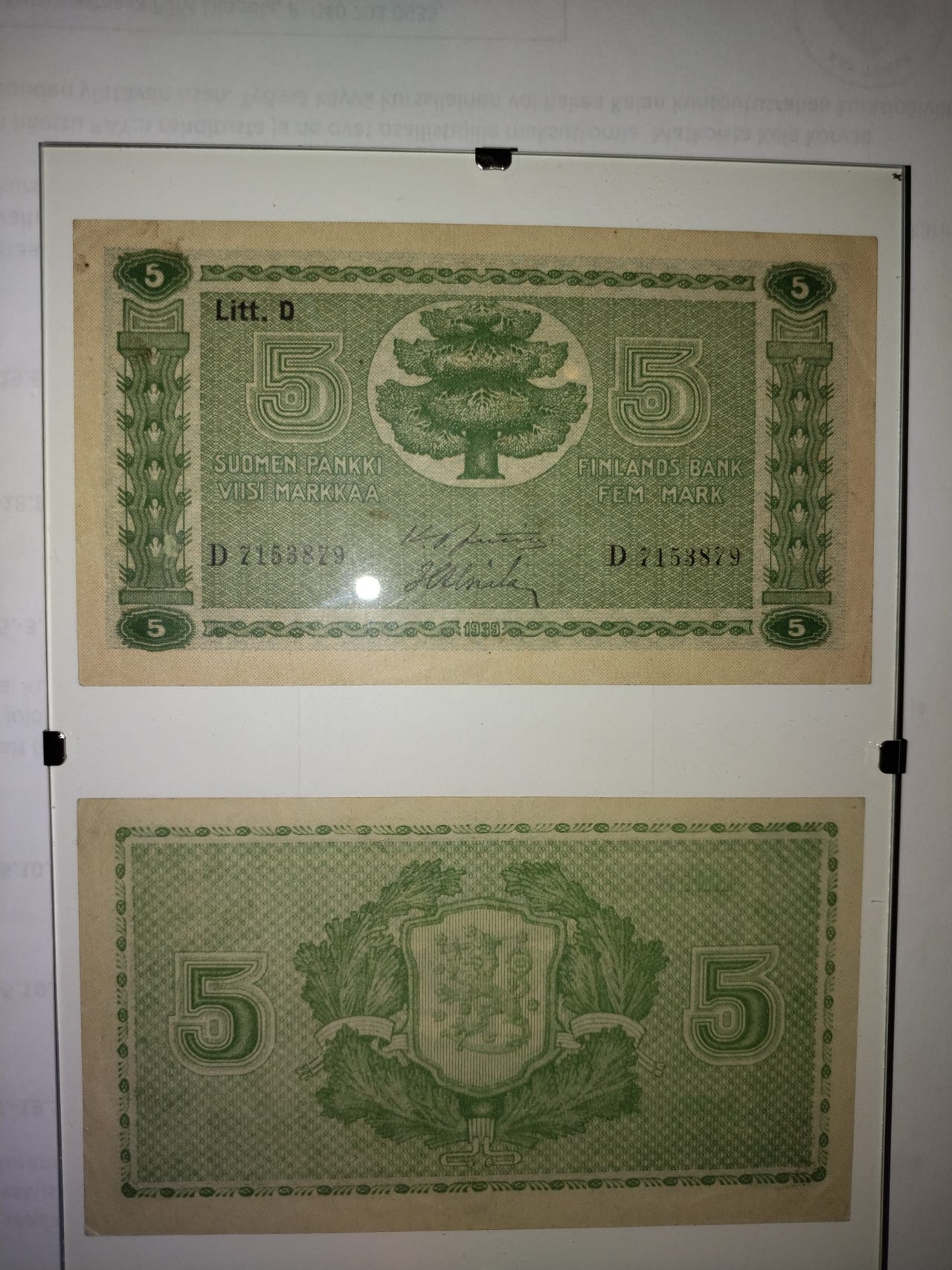 5 markkaa Seteli Suomi 1939 | Tori