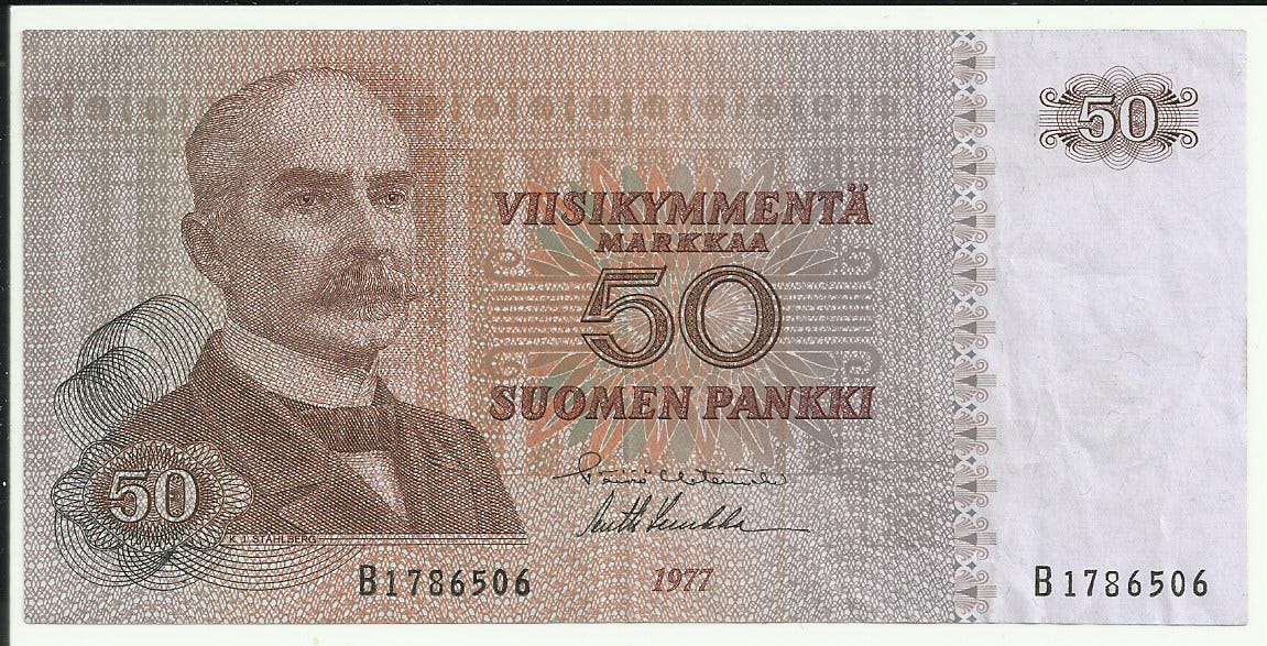 Suomi Seteli 50 Markkaa vuodelta 1977 No B-1786506 | Tori