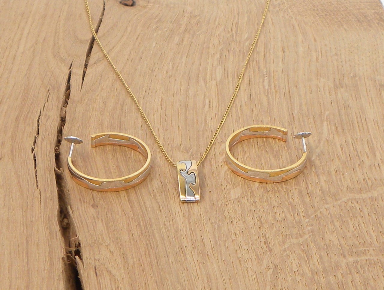 Georg Jensen Fusion Korvakorut & Kaulakoru – 18K Kultaa – Käyttämätön | Tori