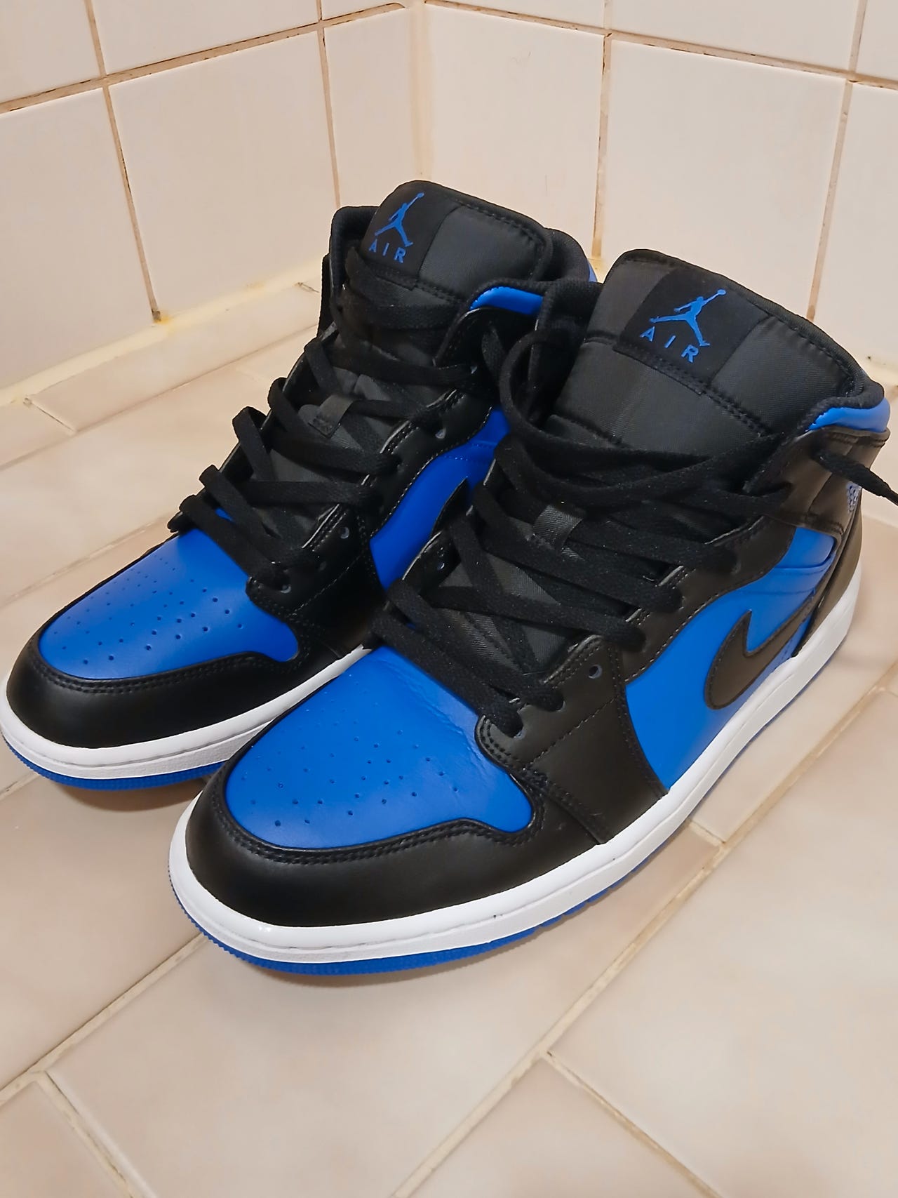 Air Jordan 1 Mid Musta Royal Sininen Nike Tennarit Kengät Koko 44 Kuin ...