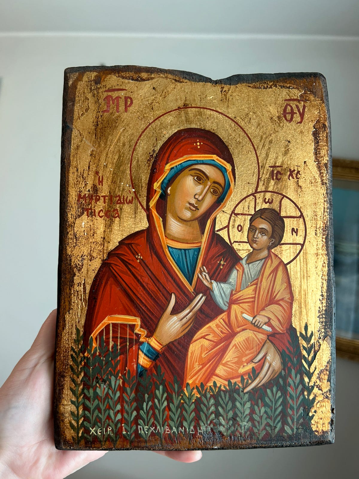 Kaunis käsin maalattu jumalanäidin ikoni | Tori