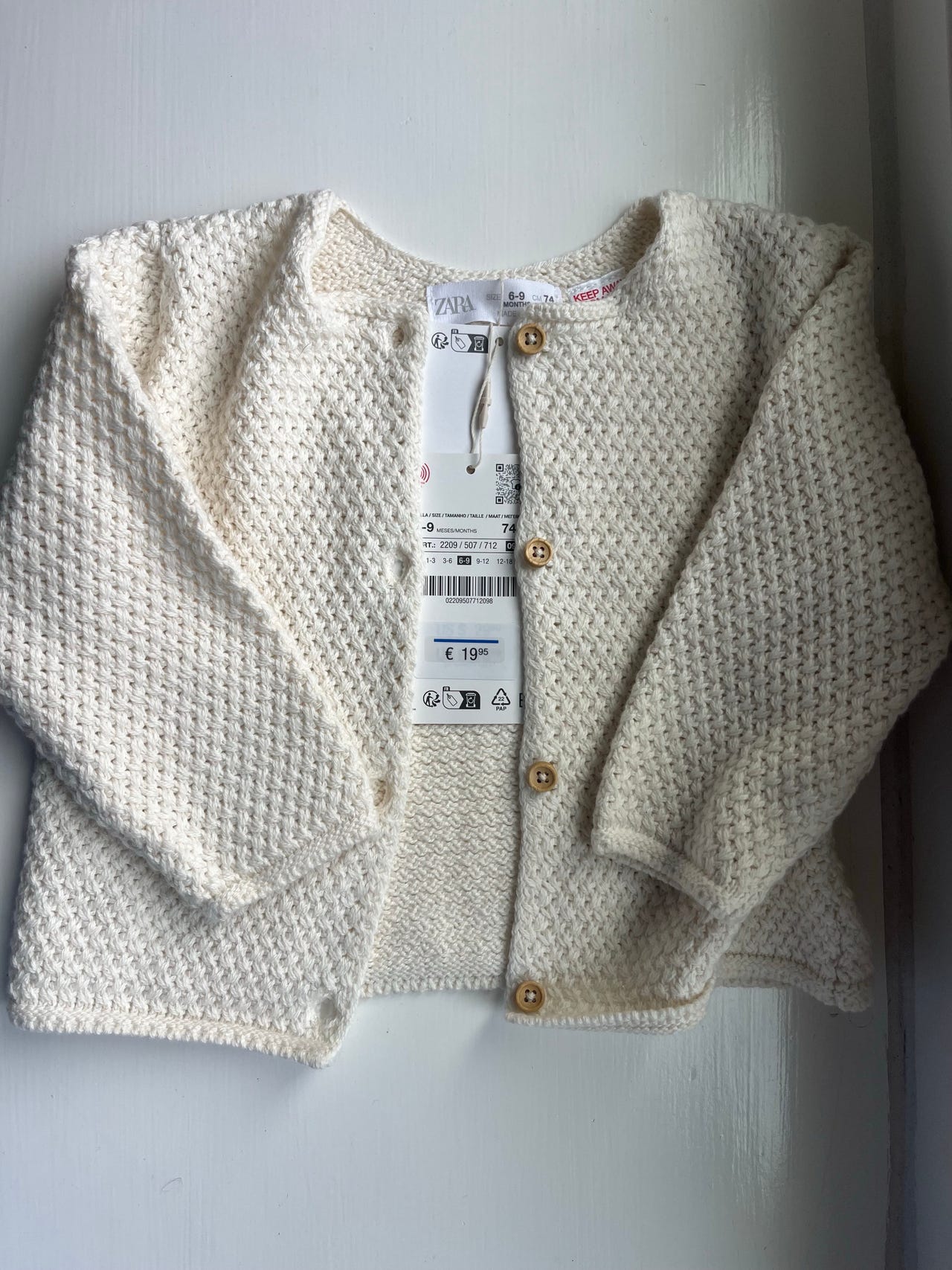 zara cream baby cardigan • 74cm | Tori