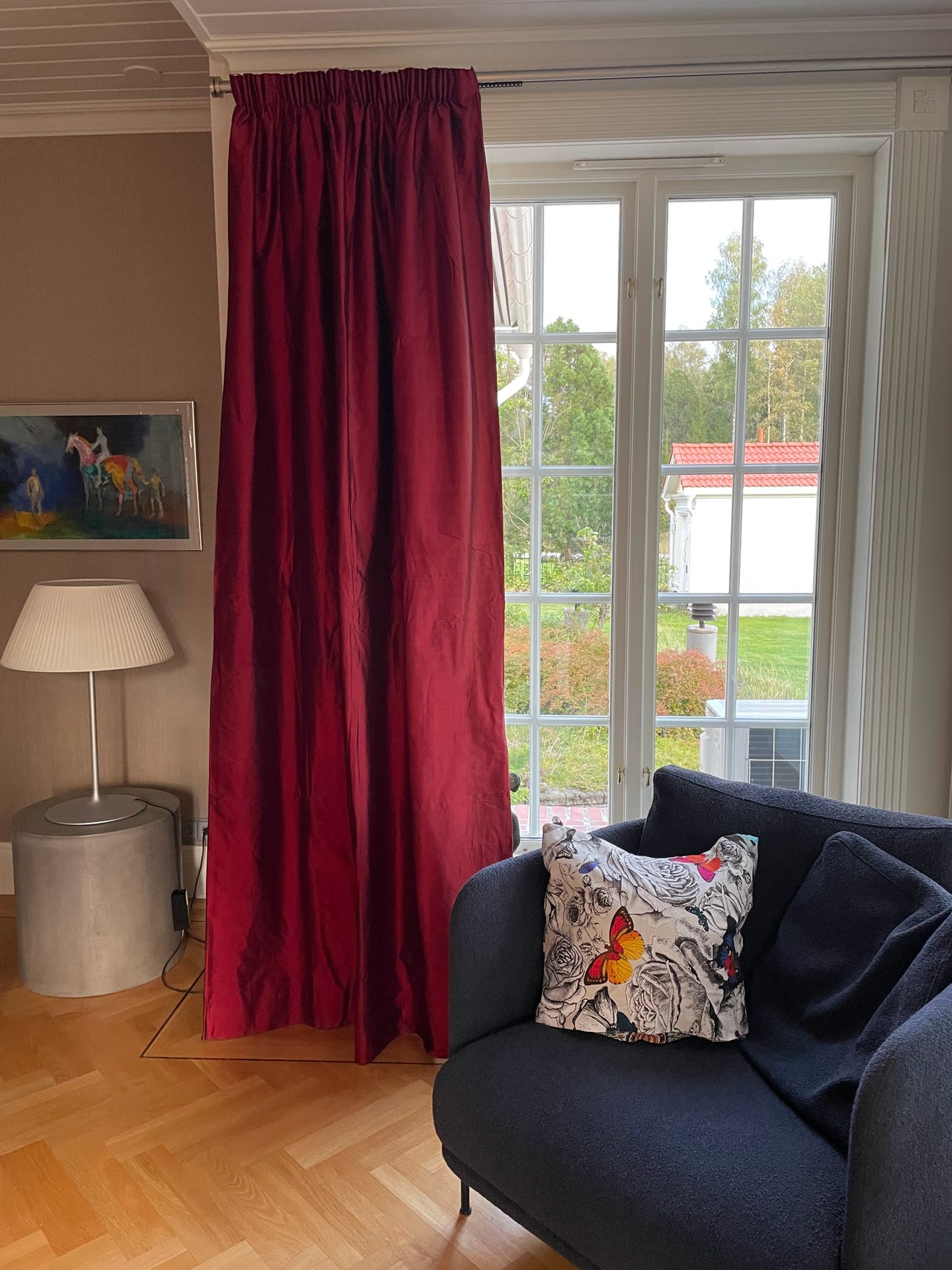 Punaiset vuoritetut silkkiverhot ja tampit 4 kpl | Tori