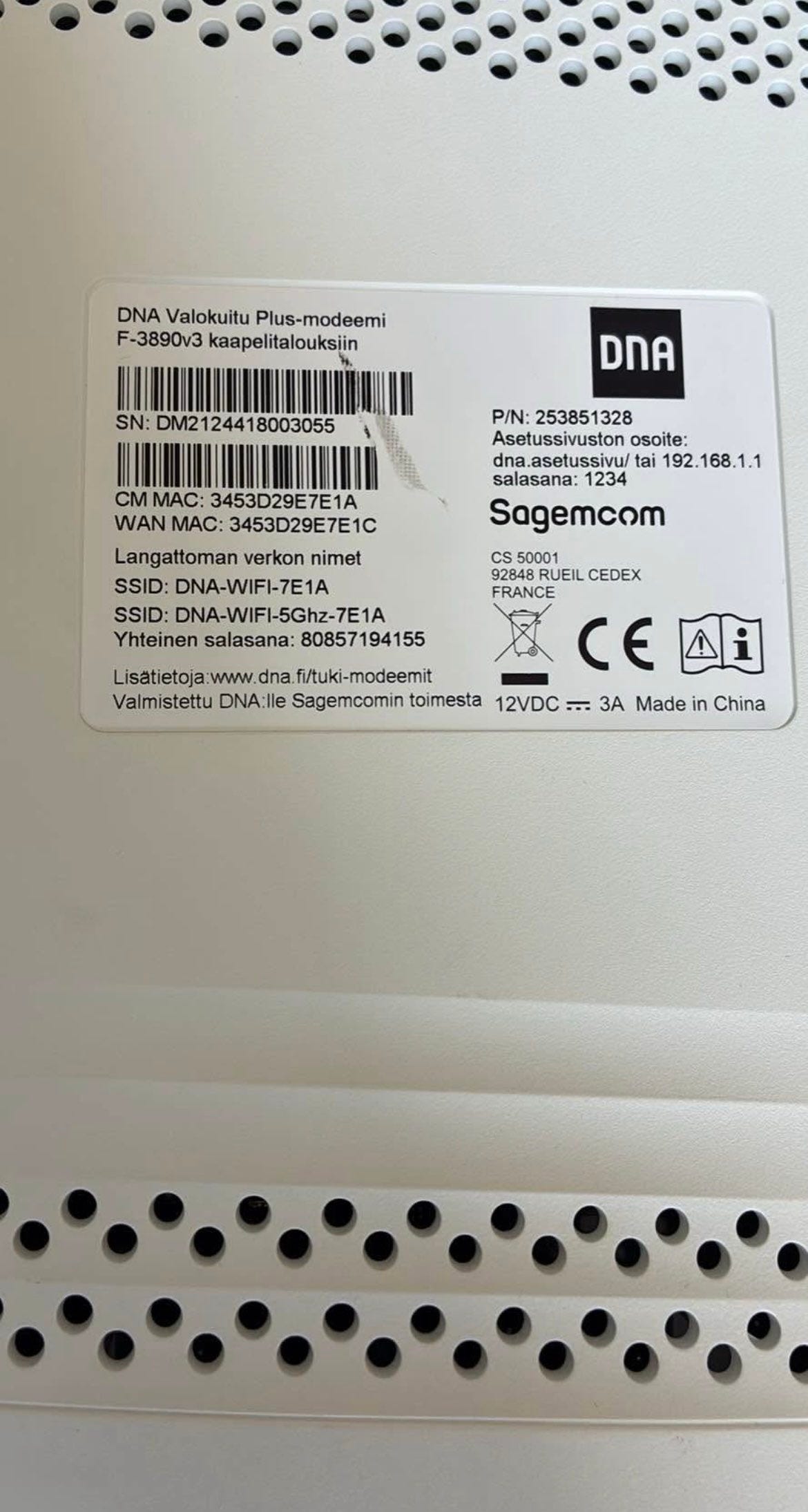 Sagemcom CS 5001 Modeemi valkoinen | Tori