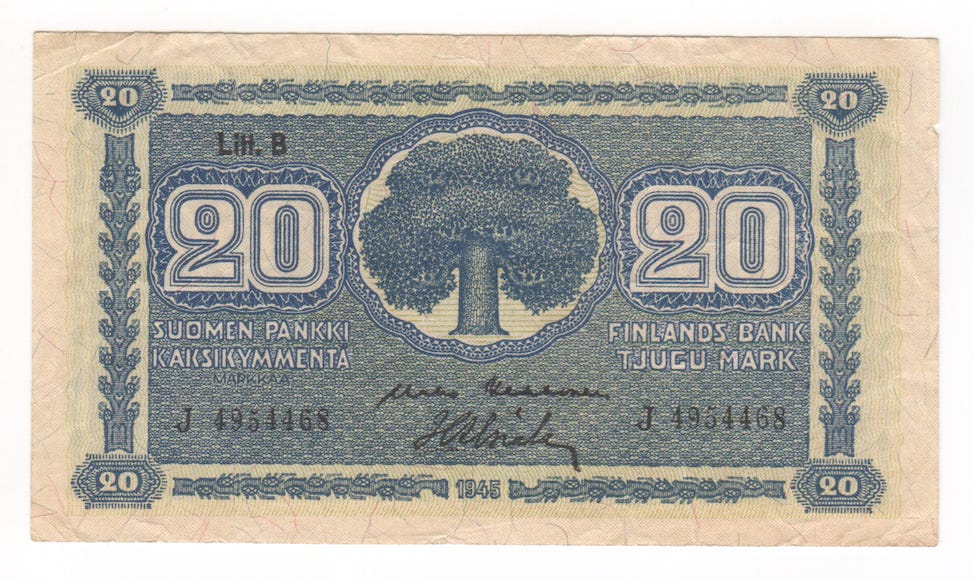 20 Markkaa 1945 seteli | Tori