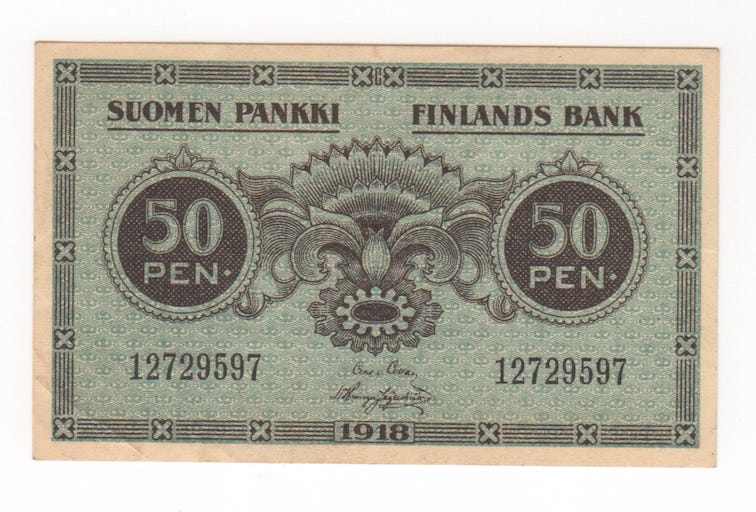 50 Penniä 1918 seteli hieno kuntoinen | Tori