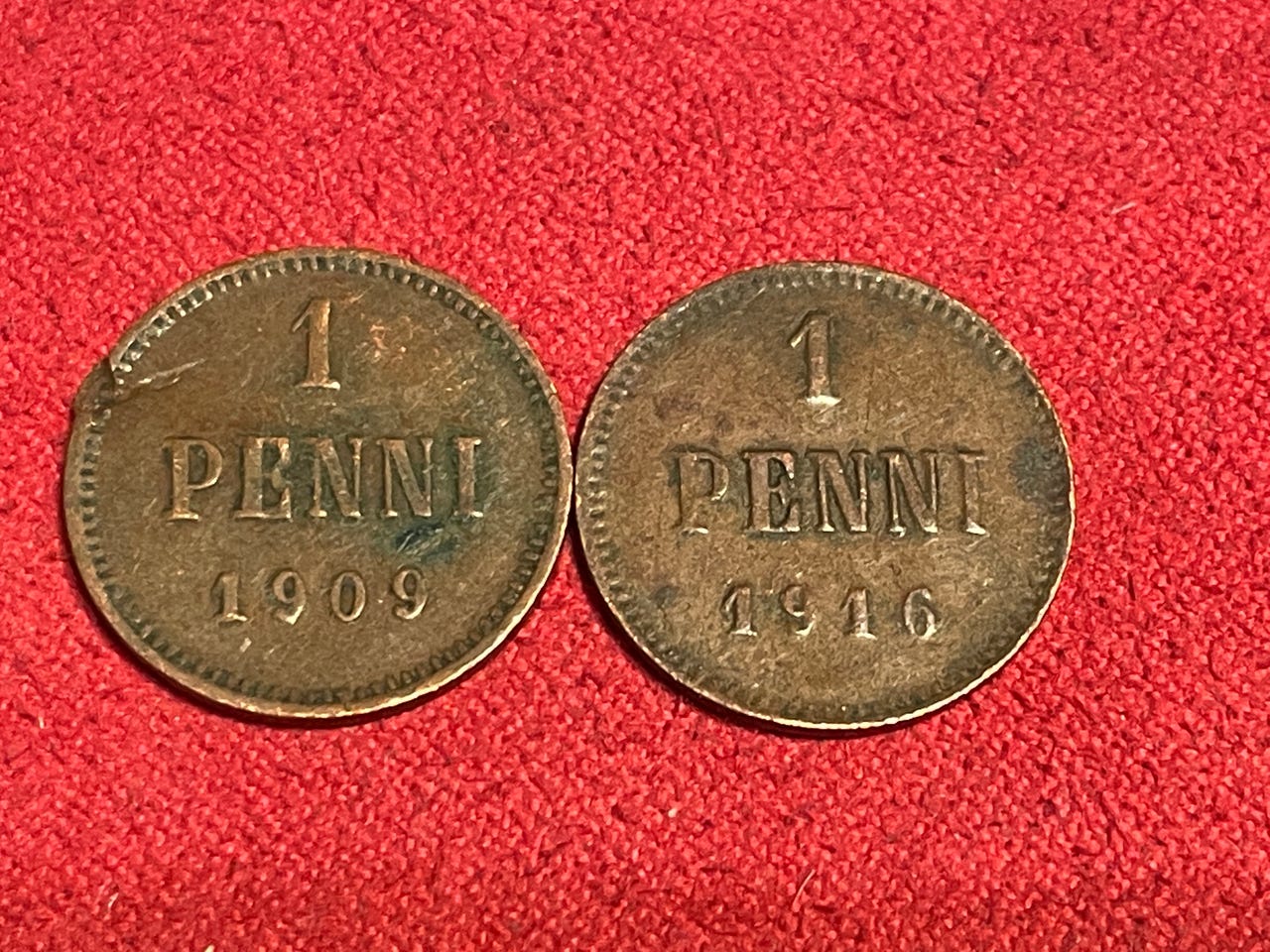 Vanhat pennit vuosilta 1909 ja 1916 | Tori