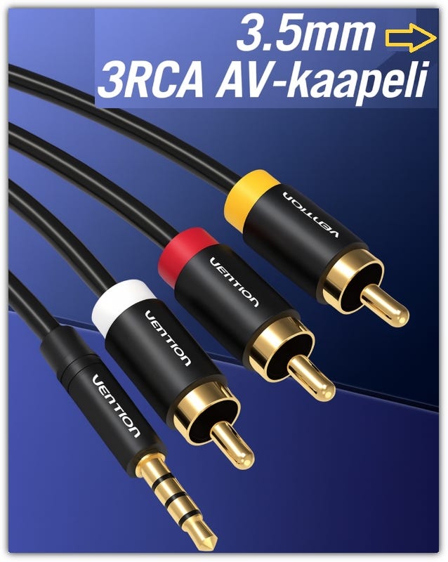 Vention 3.5mm - 3RCA AV-kaapeli – ääni ja video 1,5m | Tori