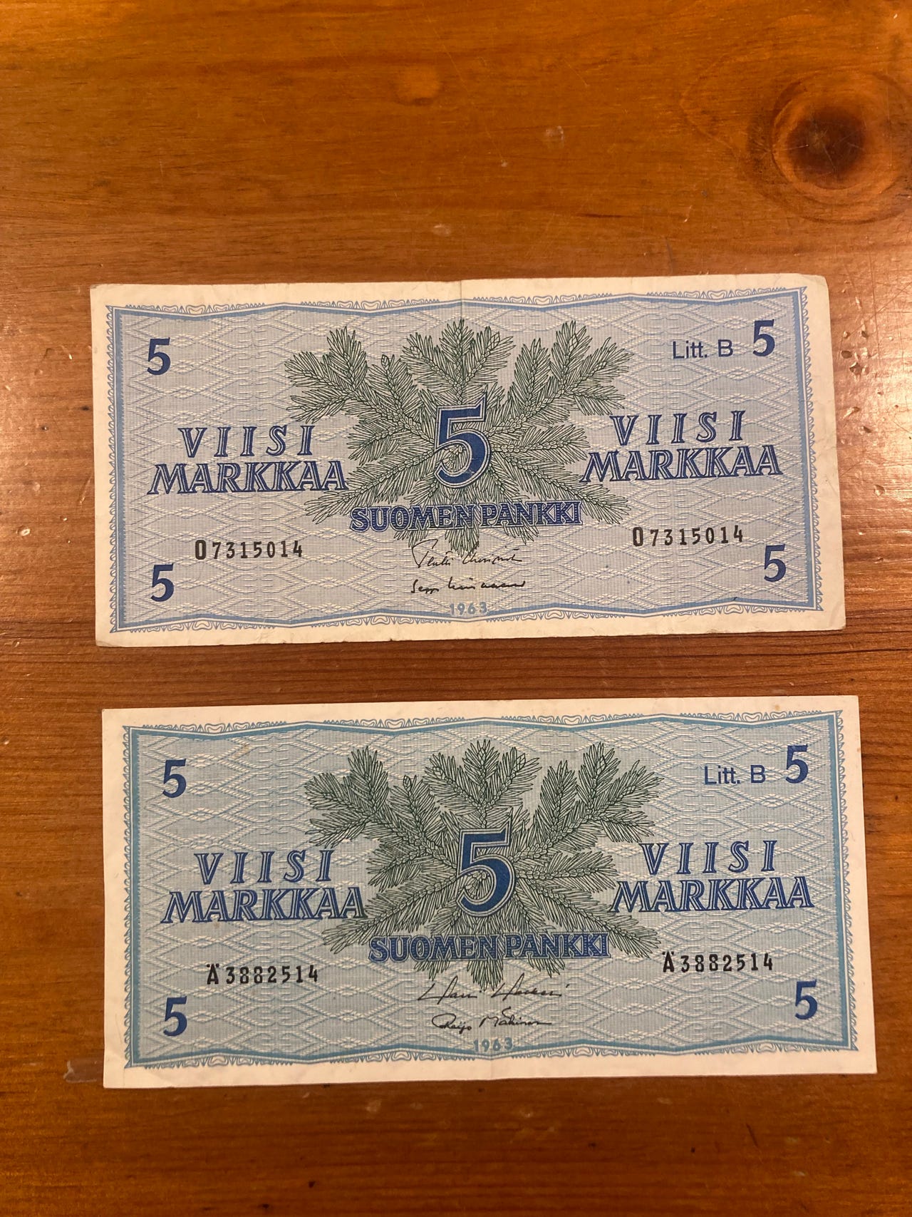 Viisi markkaa / 5 markan seteli Litt. B (1963) | Tori