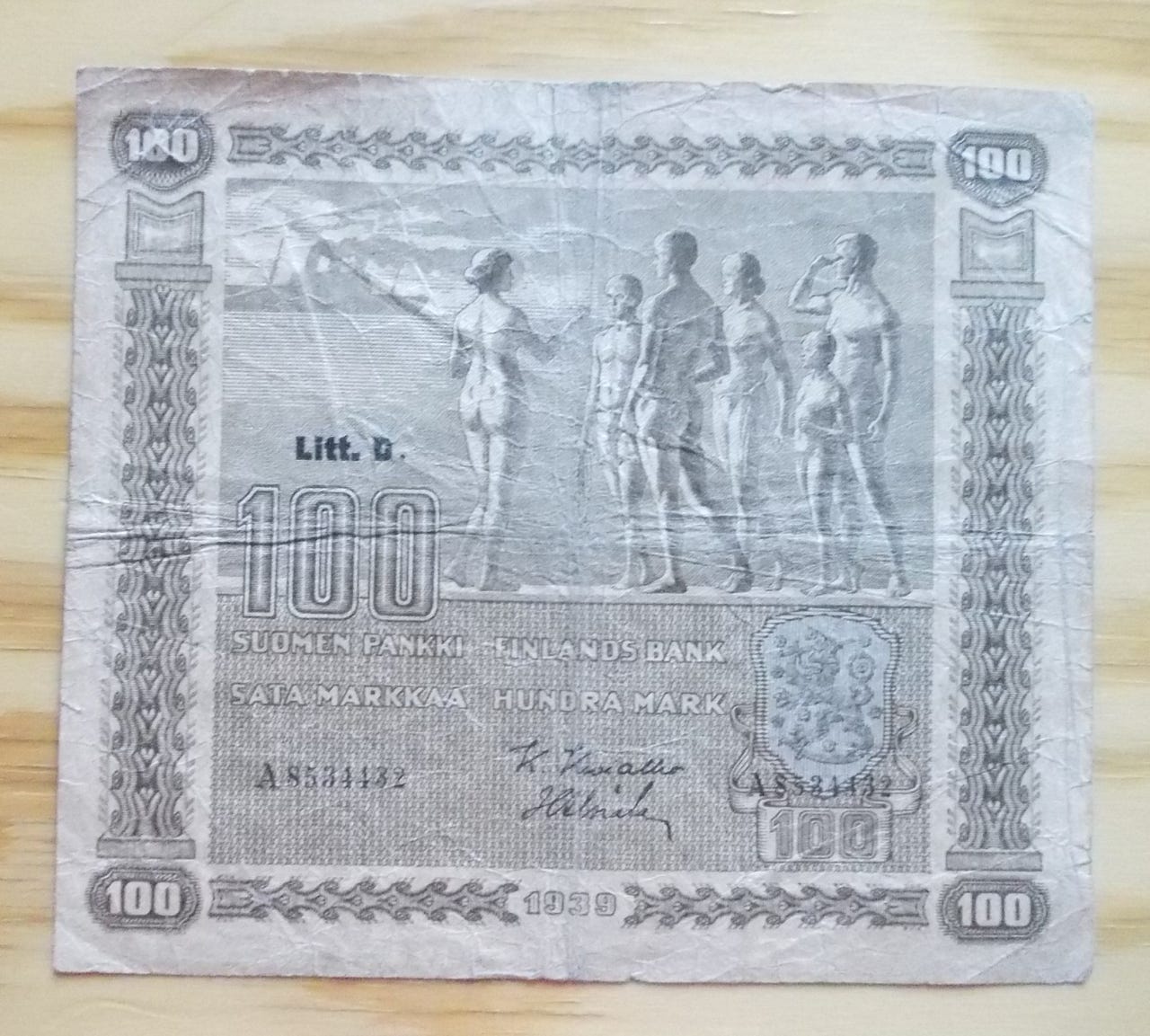 100 mk seteli 1939 Suomi | Tori