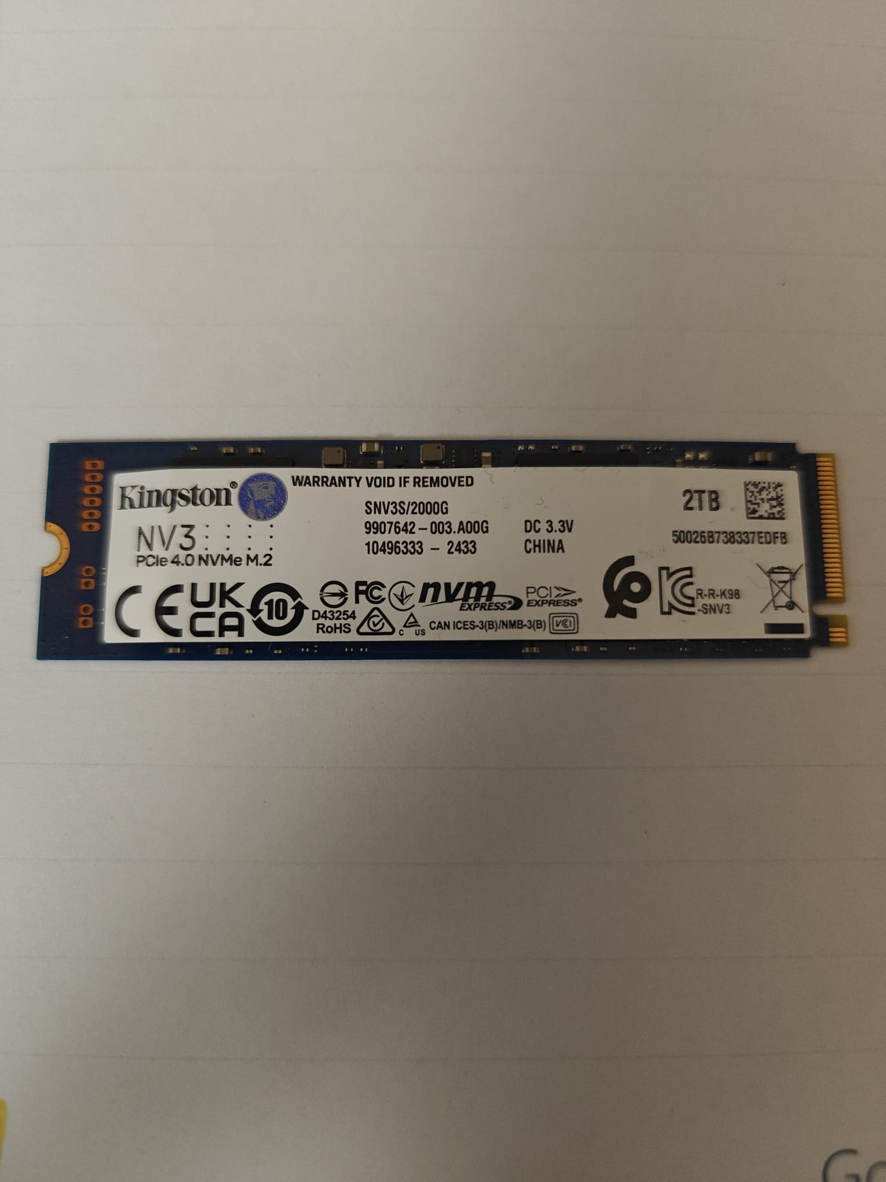 2TB Kingston NV3 M.2 SSD | Tori