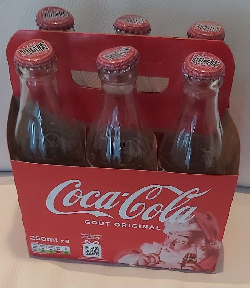 Coca-Cola kuusi 250 ml lasipulloa kantotelineessä | Tori