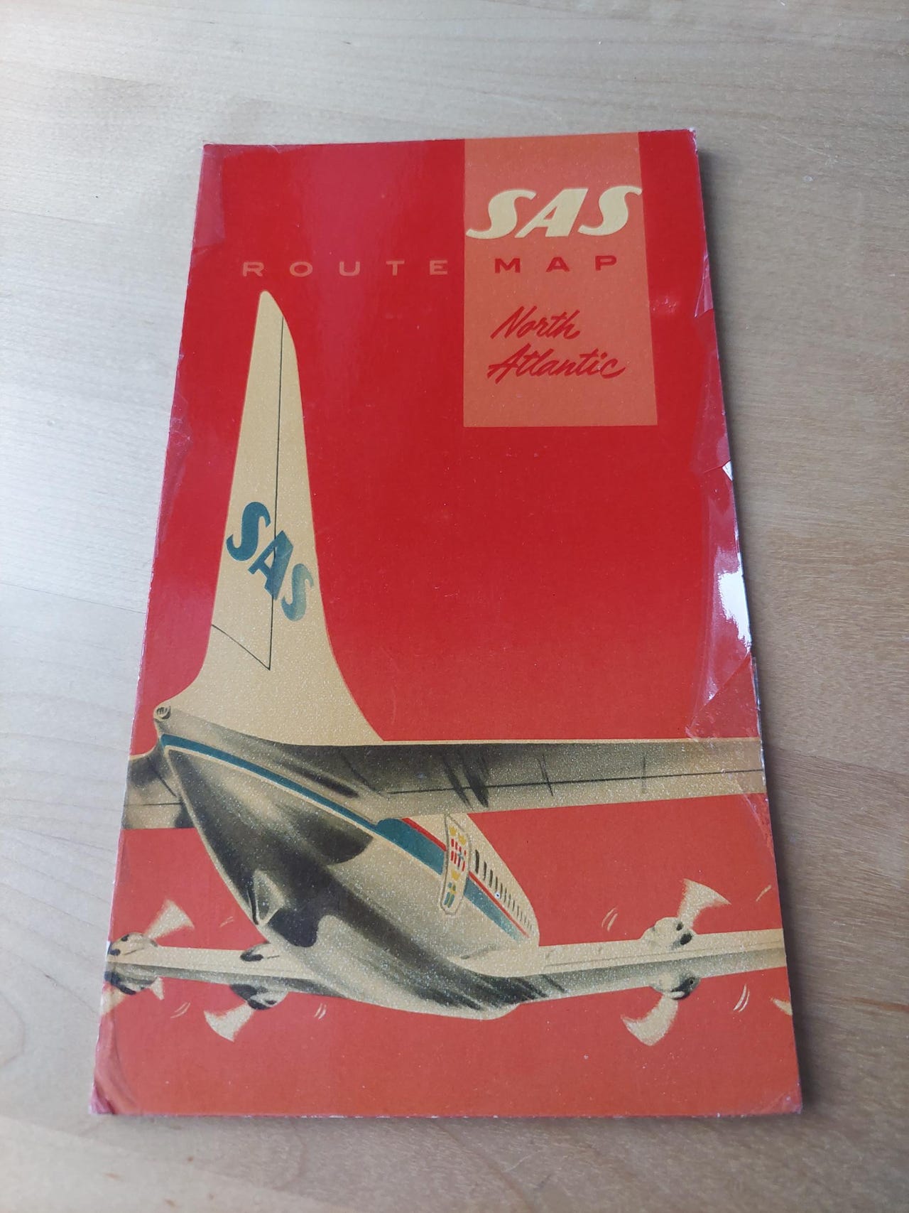 SAS route map North Atlantic 1957, the Global Airline, esite ...