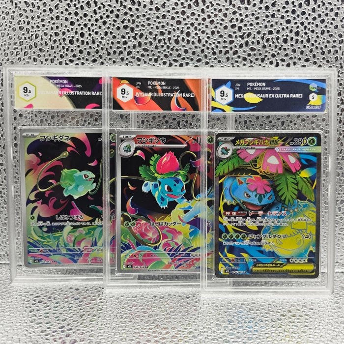 Pokémon - 3 Graded card - Mega Brave -> Tris VENUSAUR/IVYSAUR/BULBASAUR ...