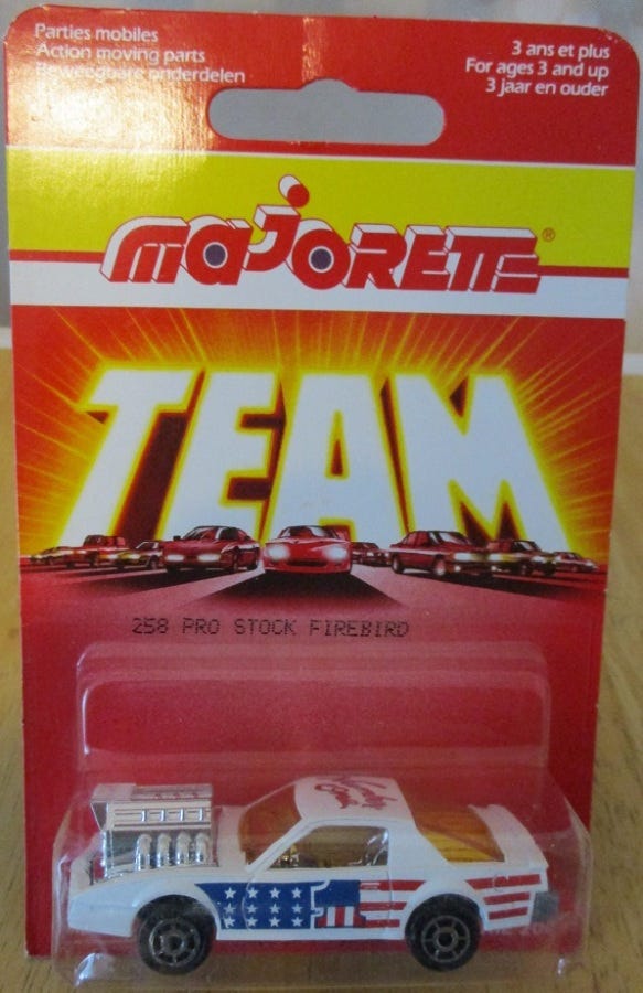 Pontiac Firebird Pro Stock White 1983 USA Flag Majorette 1:62 komea ...