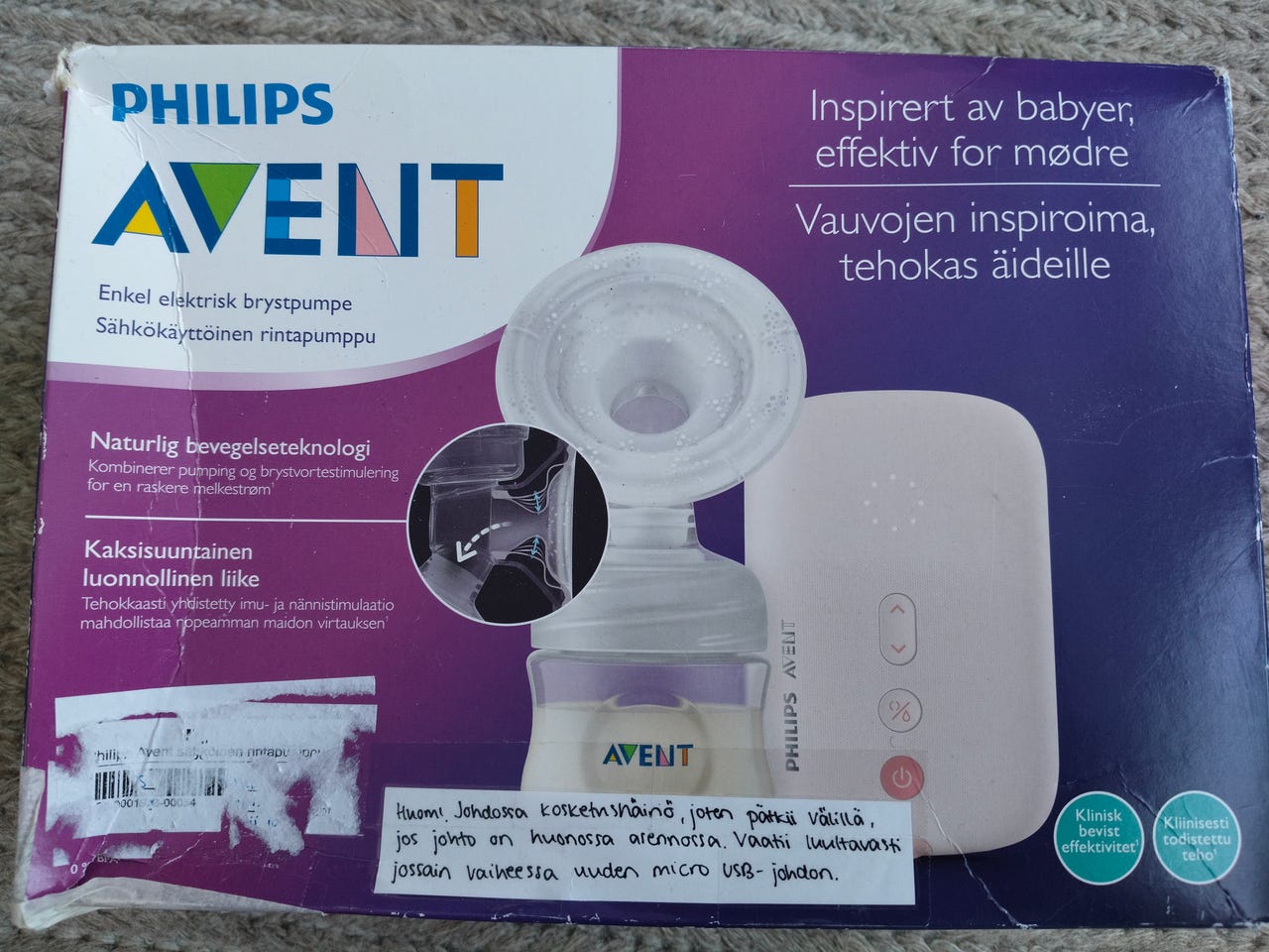 Philips Avent sähkökäyttöinen rintapumppu , Medela tuttipullo ja ...