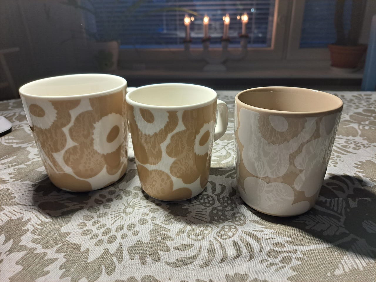 Marimekon beige unikko-mukit | Tori