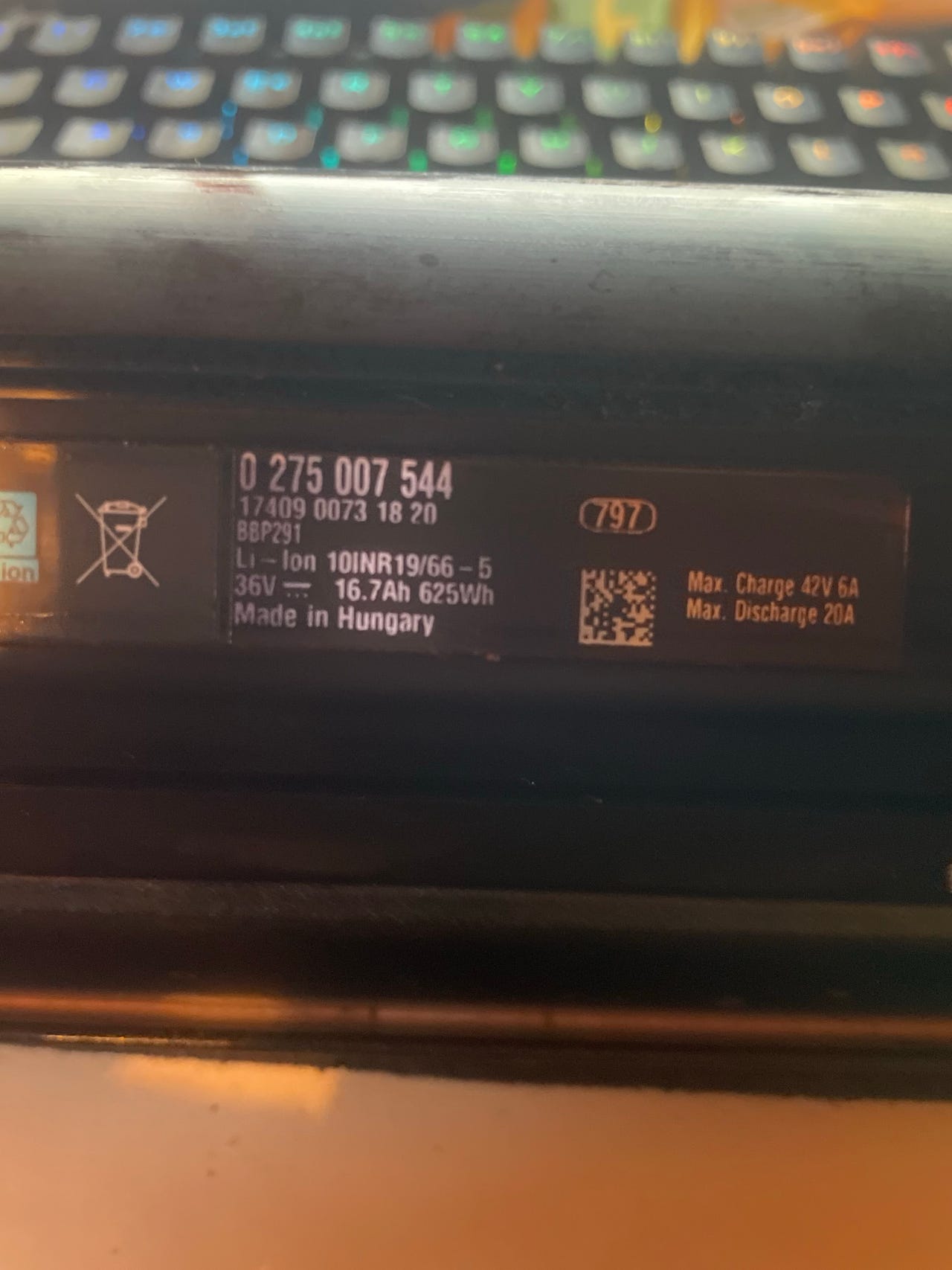 Powertube akku 625wh 36v 16,7Ah | Tori