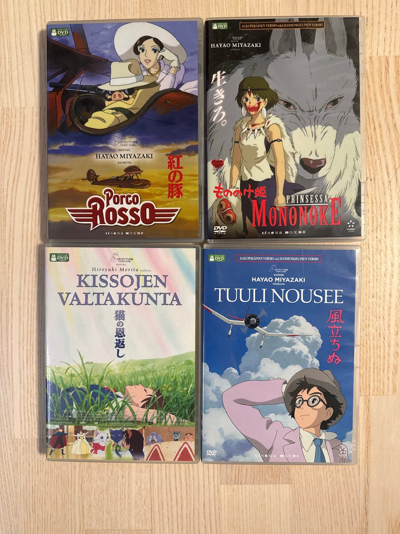 DVD-elokuvat Porco Rosso, Prinsessa Mononoke, Kissojen valtakunta ...