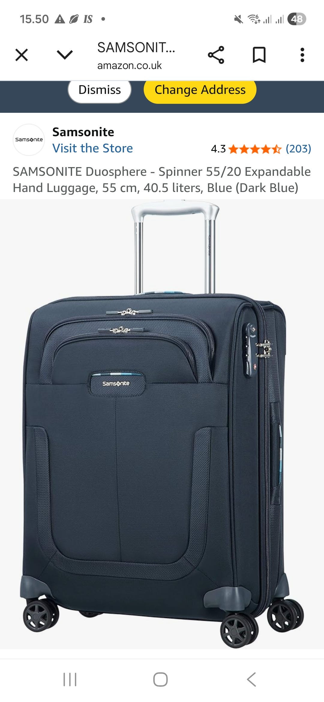 Ostetaan Samsonite Duosphere Spinner 55/20 - matkalaukku | Tori