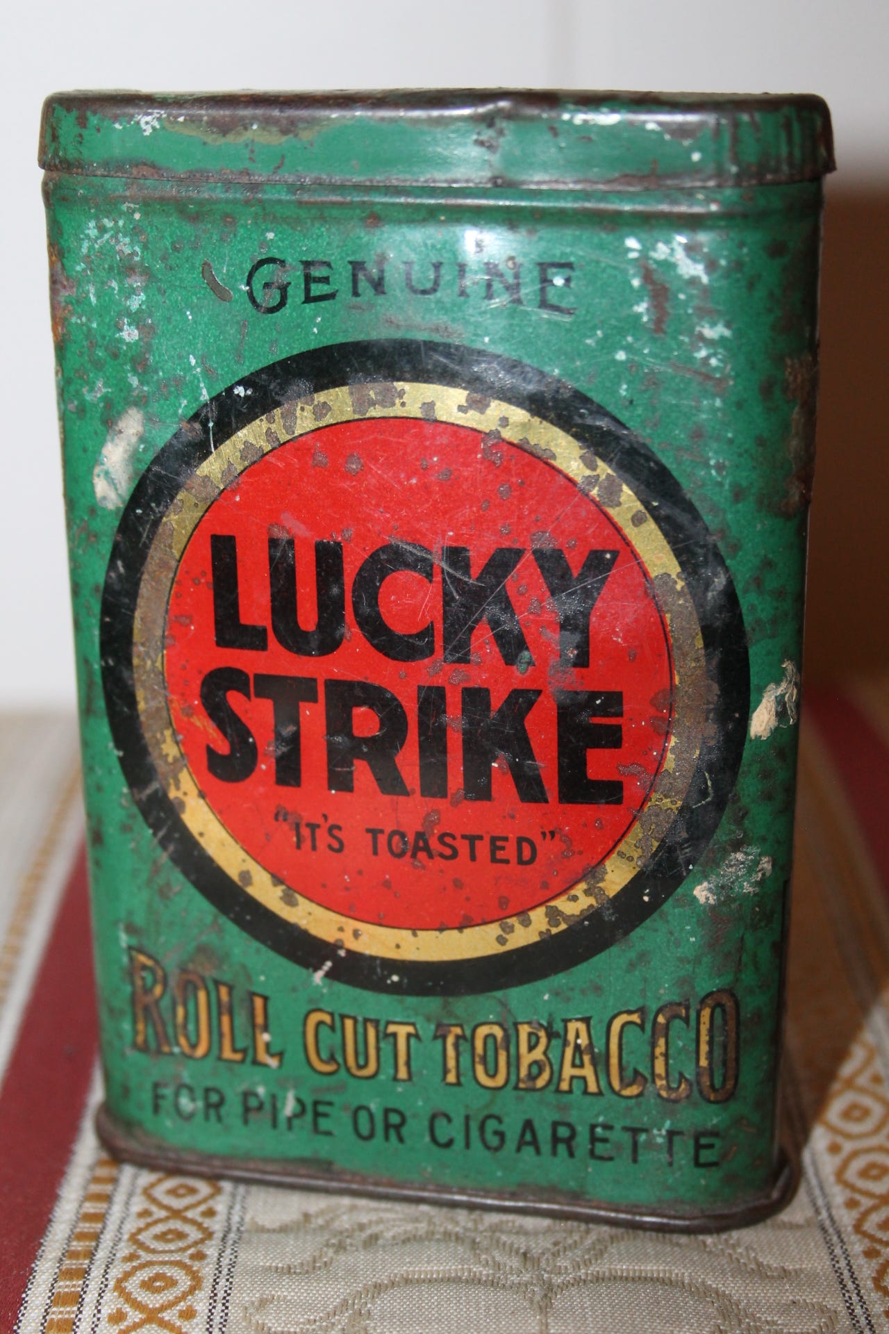 1920-luku Lucky Strike tupakka-aski vintage peltinen sikarilaatikko ...