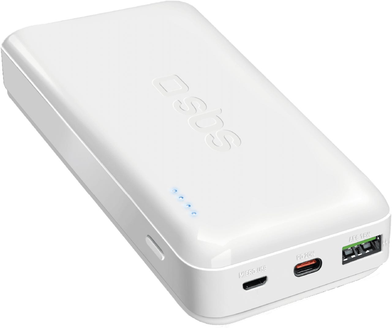 SBS Power Bank -varavirtalähde 20 000 mAh (PD 20 W), Valkoinen | Tori
