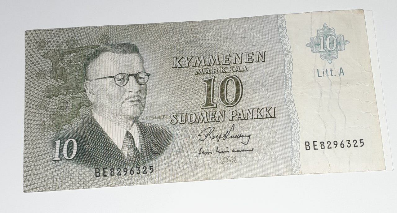 Suomen Pankki kymmenen markkaa seteli 10 mk | Tori